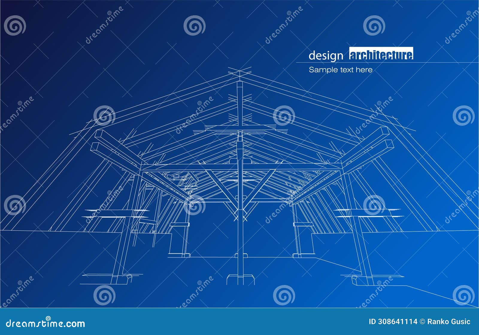 Architectural Concept of the Roof Construction Attic Space in Wire ...