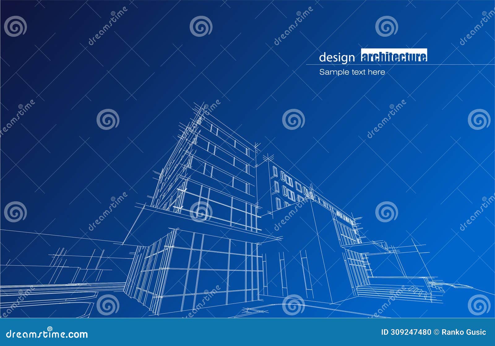 Architectural Concept on Cubic Modern Hotel Building in Sketch Mode ...