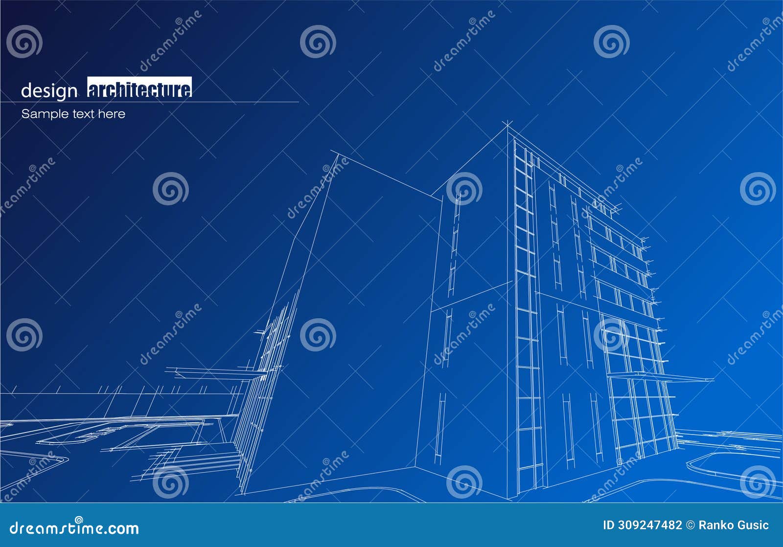 Architectural Concept on the Facade of the Modern Hotel in Wire Frame ...