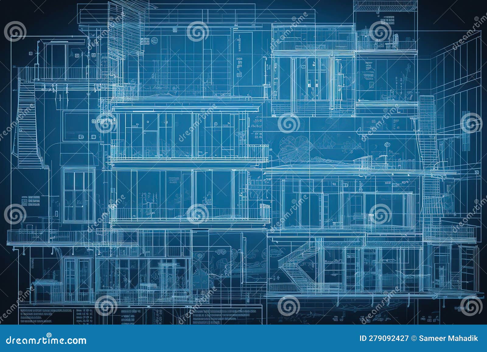 Architecture Design Blueprint Plant. Generative AI Stock Illustration ...