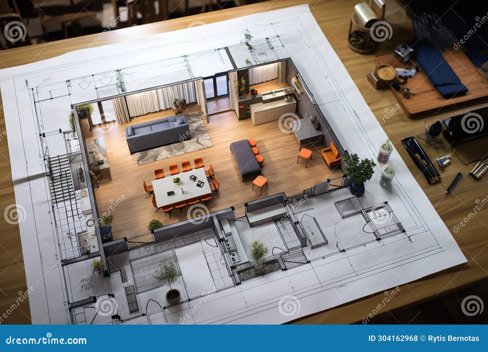 Abstract Architecture Drawing and Planning Background Illustration ...
