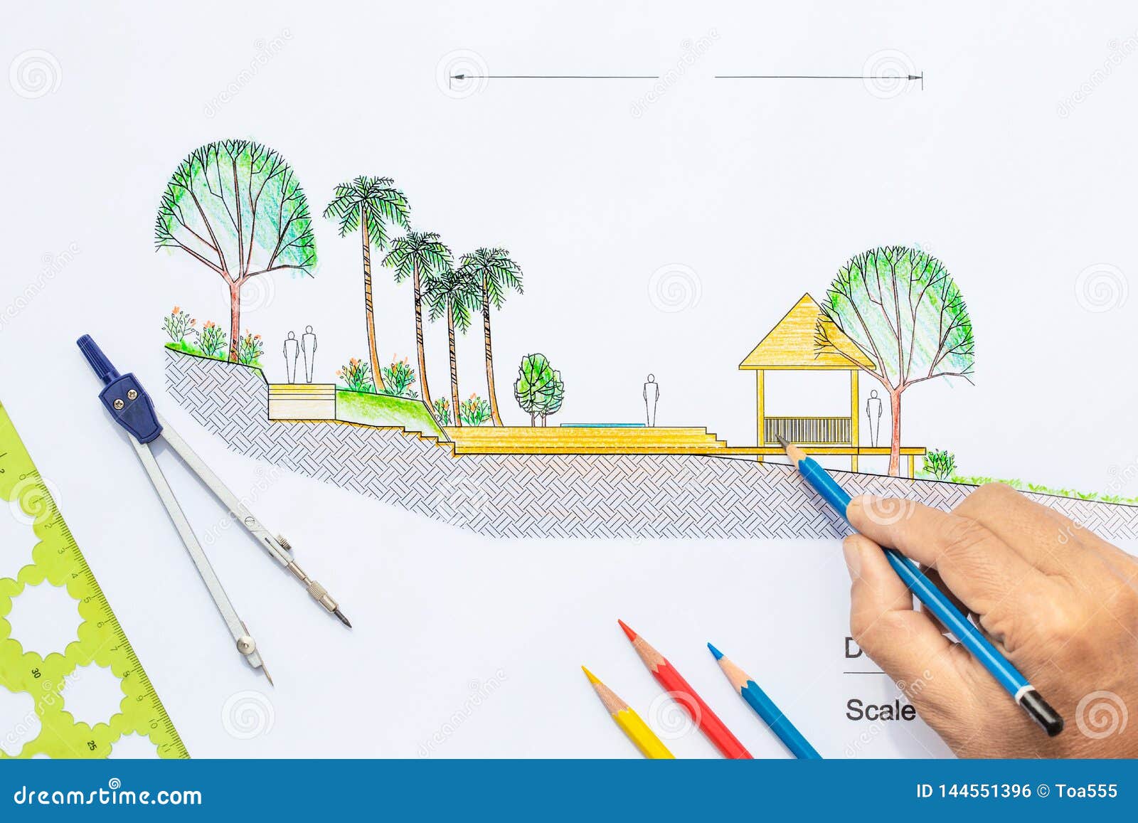 Architecture Design Deck Pool Section Elevation Stock Photo - Image of ...