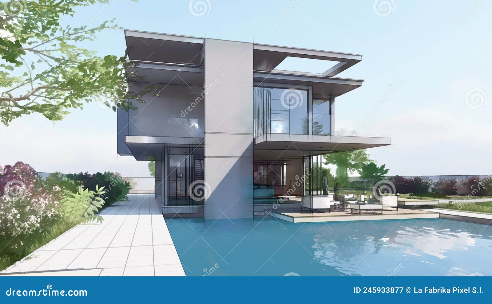 Architecture Design of a Luxury House Stock Illustration - Illustration ...