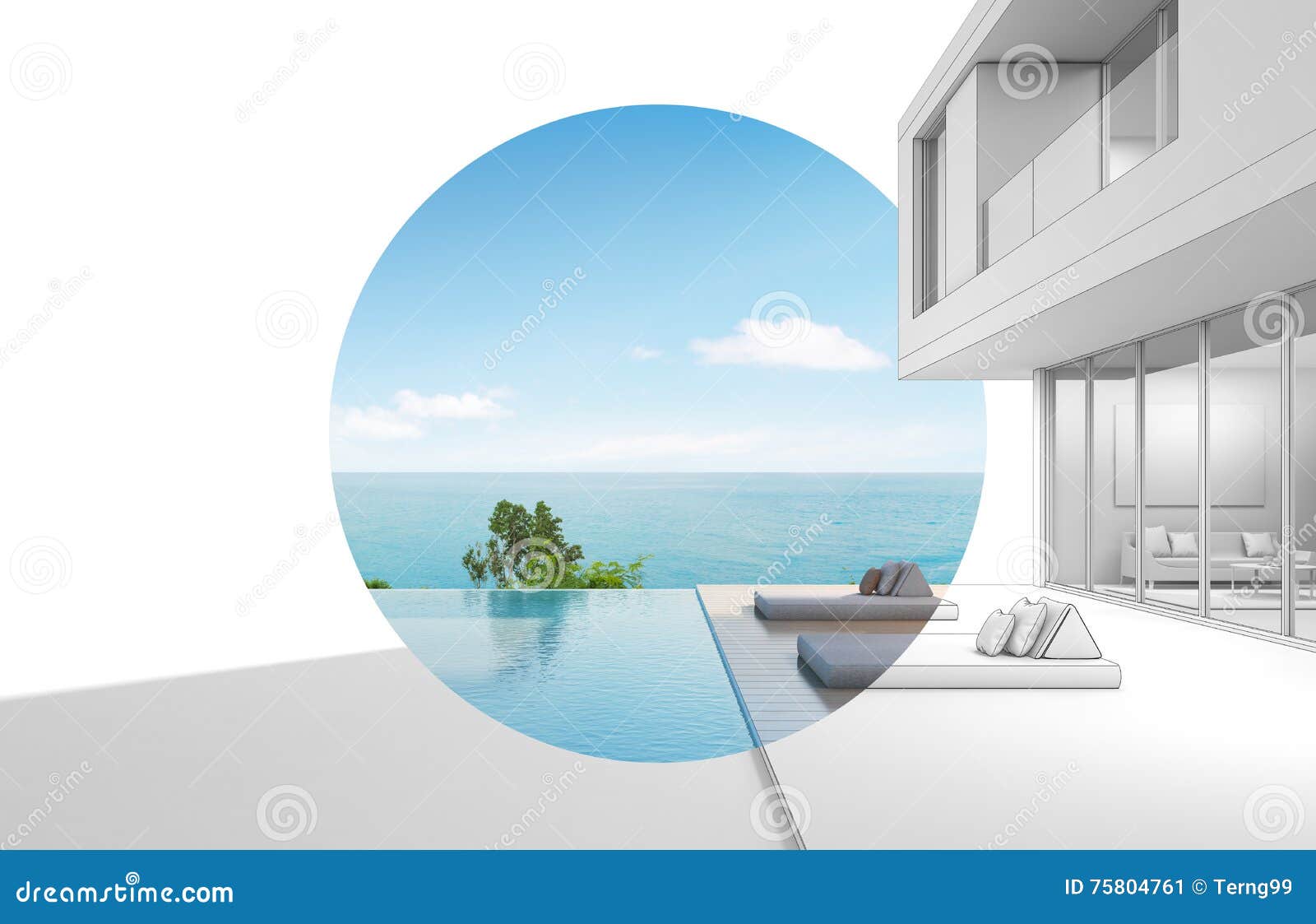 Architecture Design of Sea View Modern House Stock Image - Image of ...