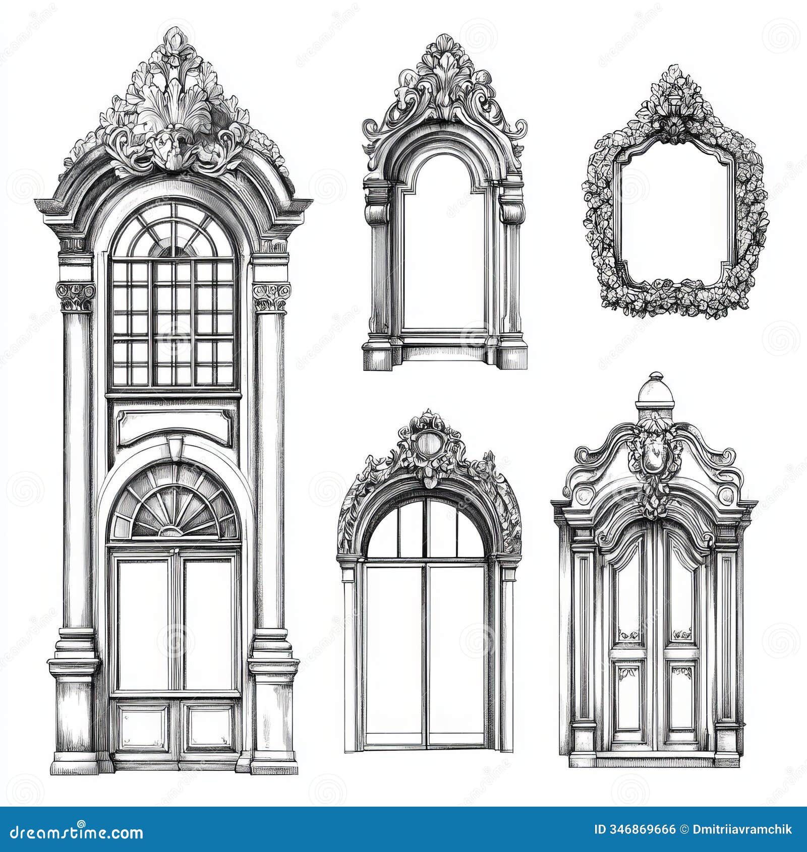 An Architecture Design Set for Windows, a Set of Freehand Examples for ...