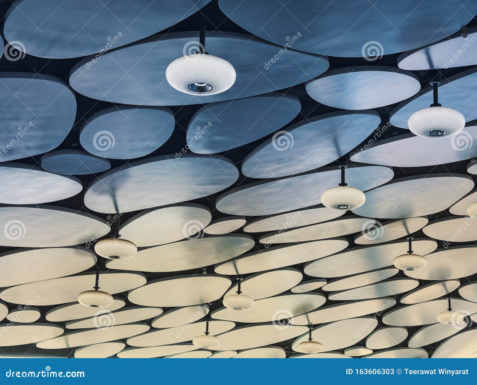 Architecture Detail Pebble Form Pattern with Lighting Interior ...
