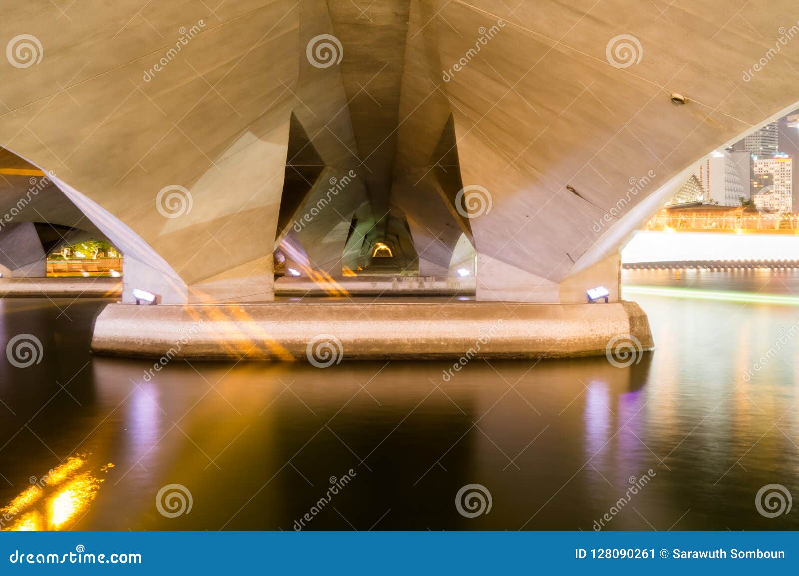 Architecture Under the Bridge Building with Cement Stock Image - Image ...
