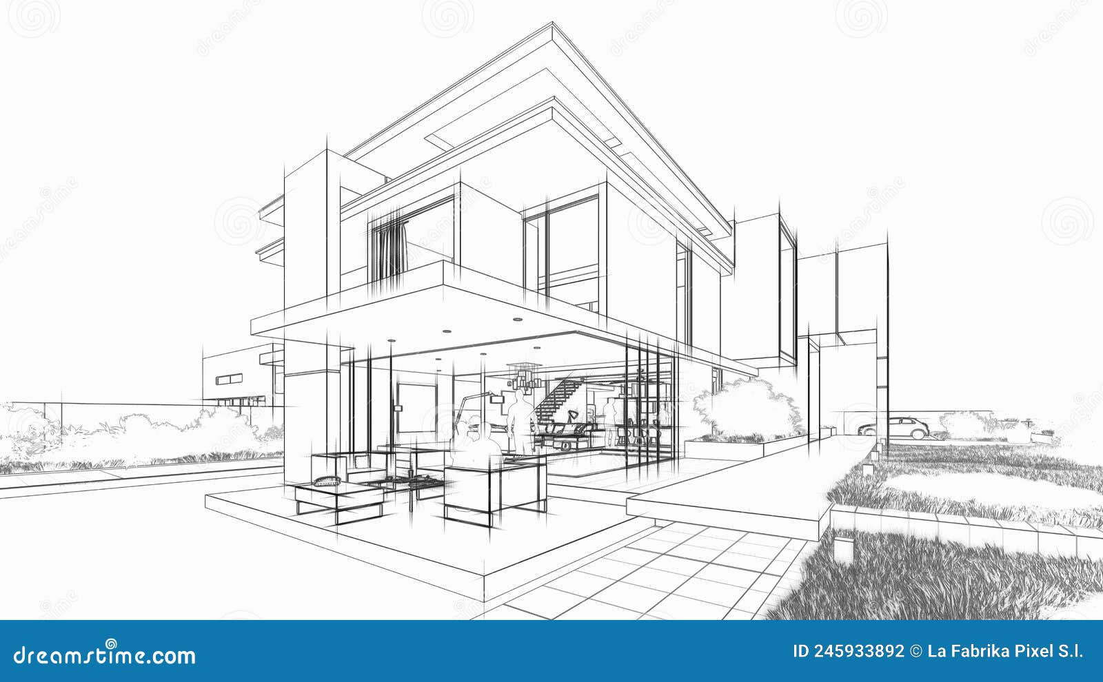 Architecture Draft of a Luxury House Stock Illustration - Illustration ...