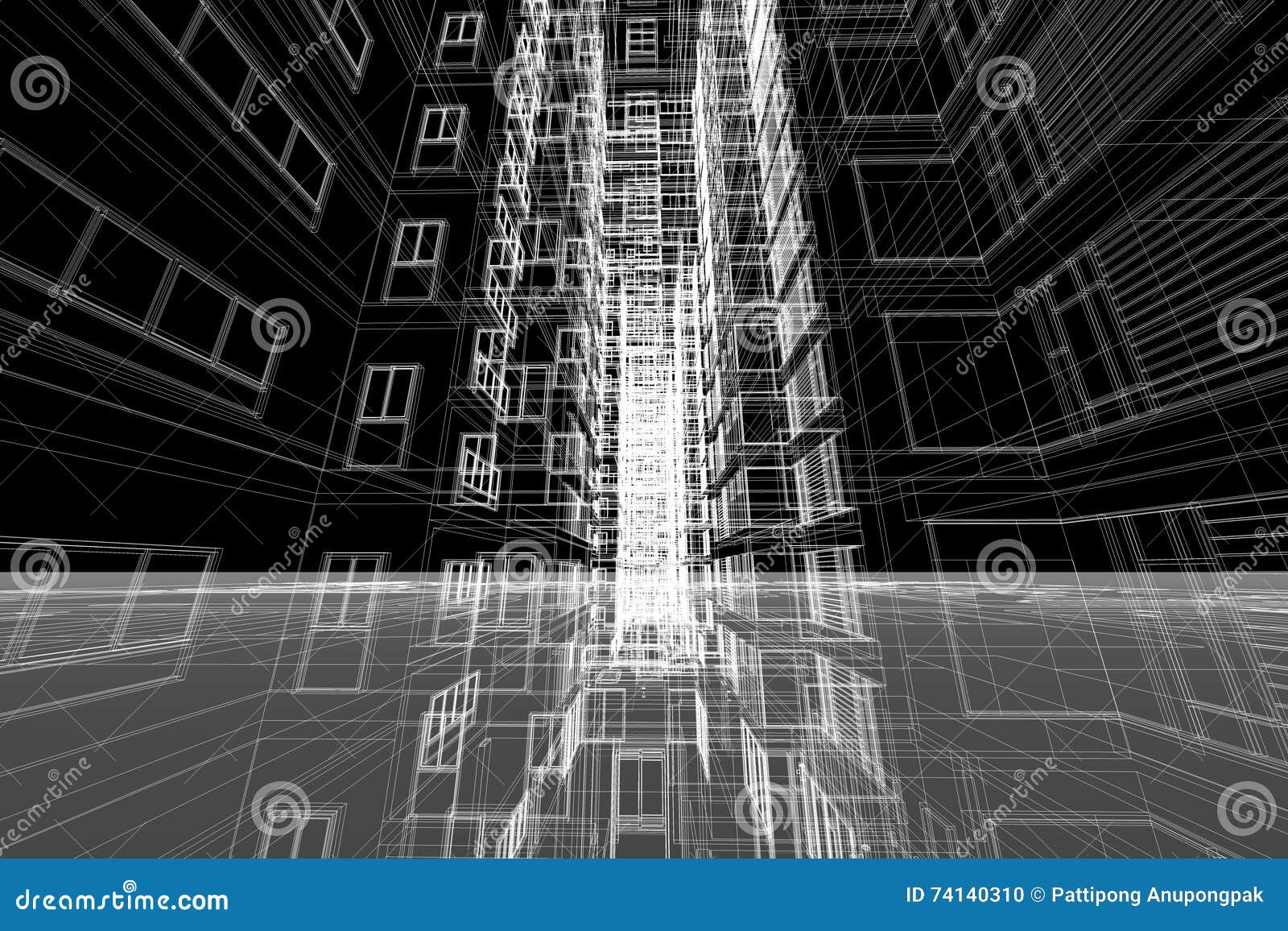 Architecture Drawing Building Structure 3d Illustration Stock ...