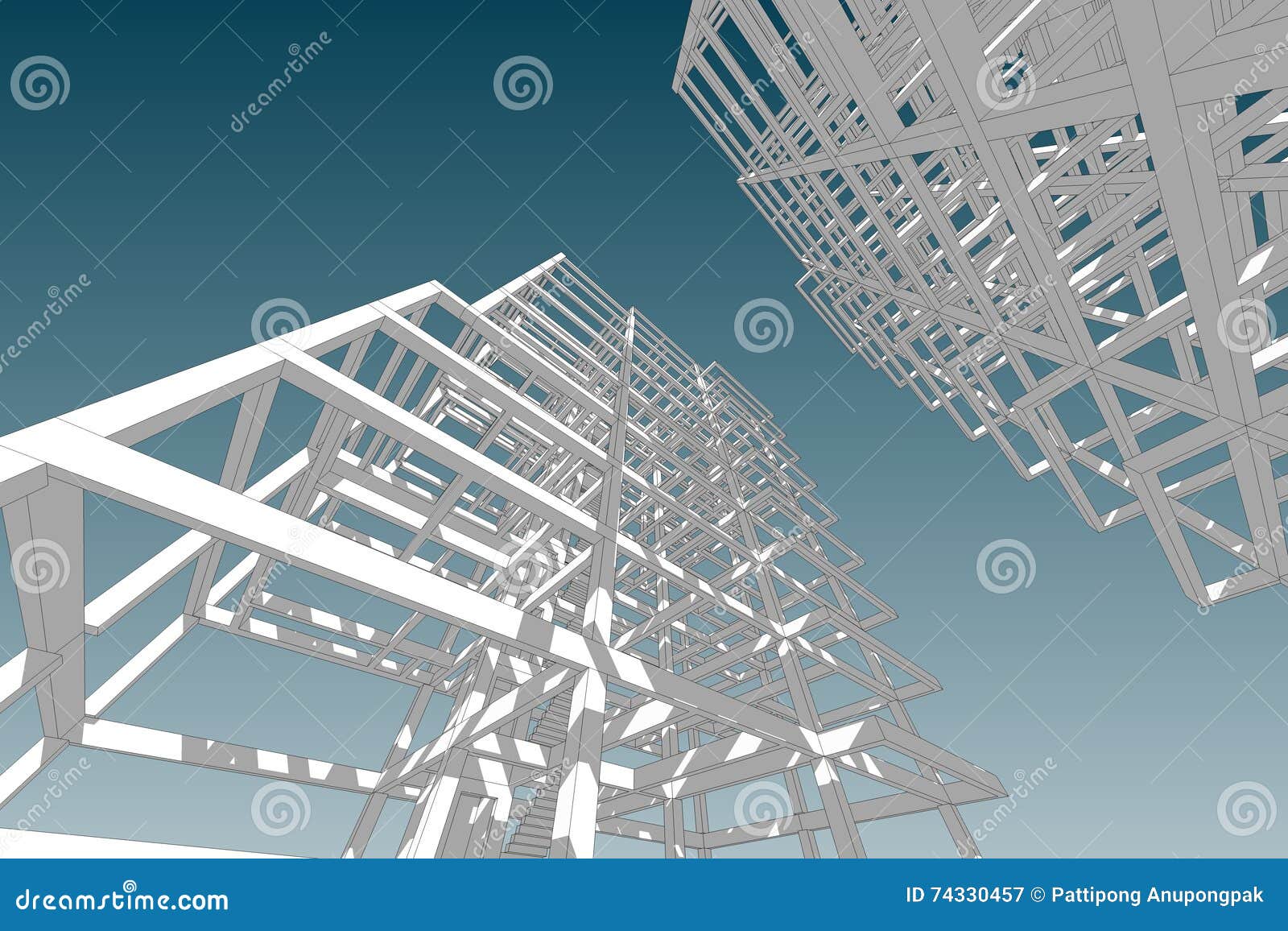 Architecture Drawing Building Structure 3d Illustration Stock ...