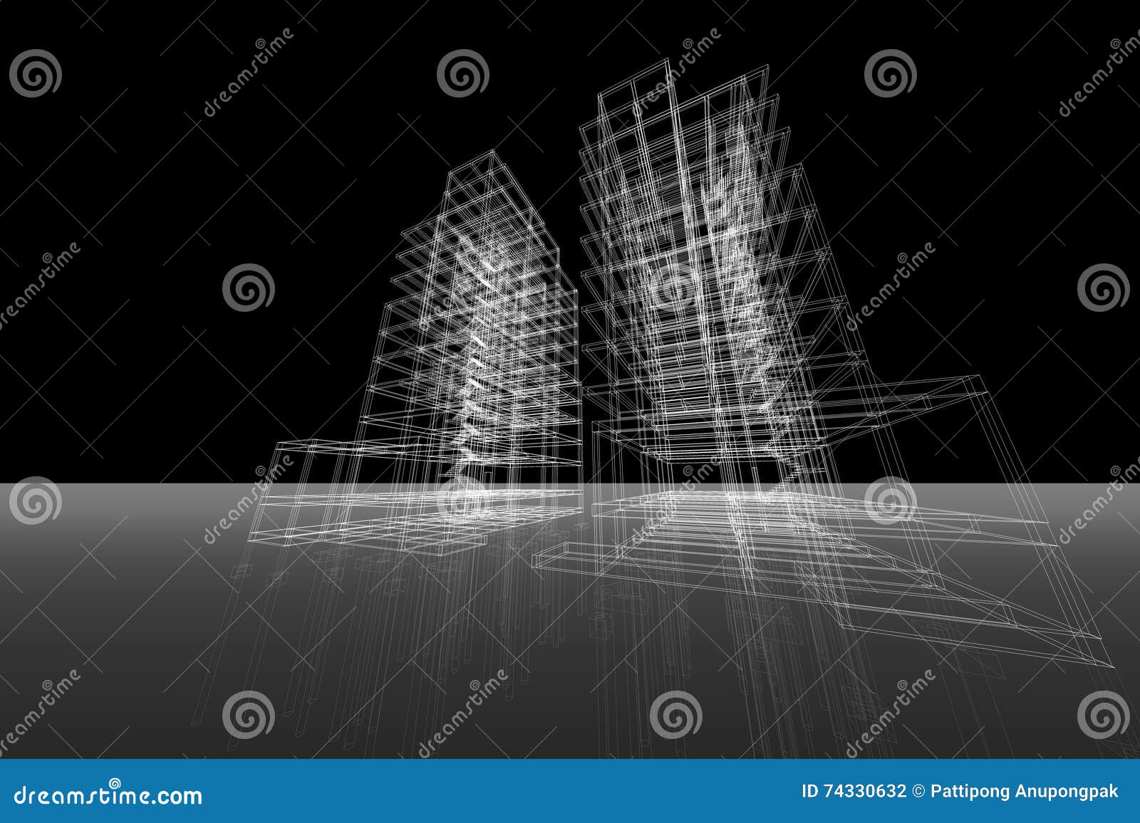 Architecture Drawing Building Structure 3d Illustration Stock ...