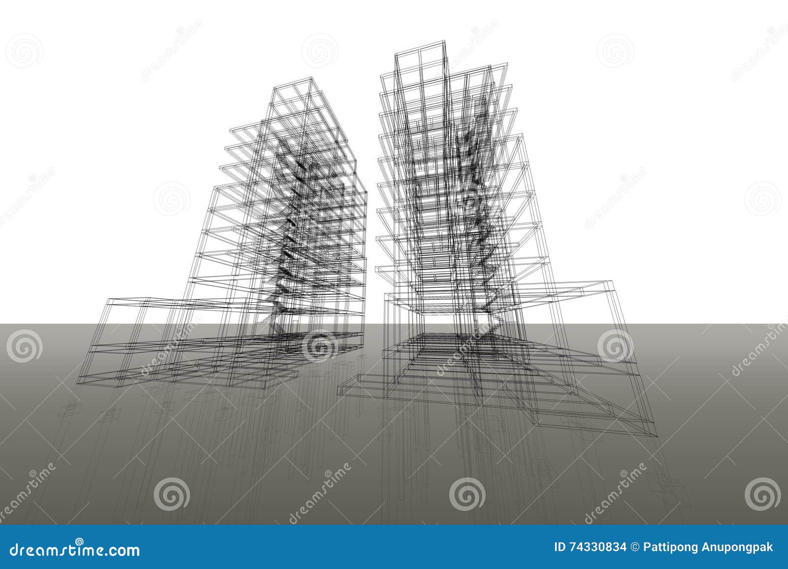 Architecture Drawing Building Structure 3d Illustration Stock ...