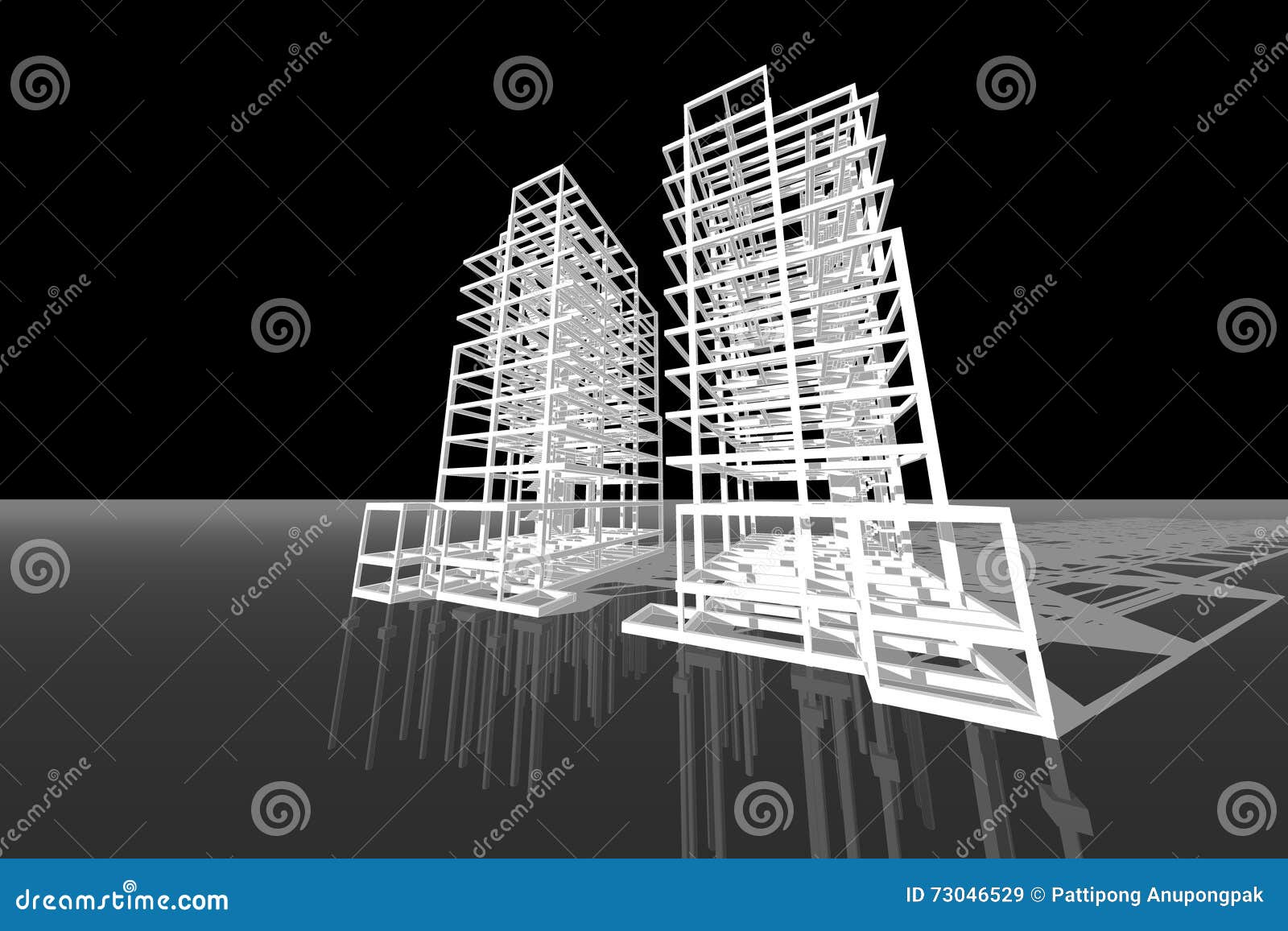 Architecture Drawing High-rise Building Structure Stock Illustration ...