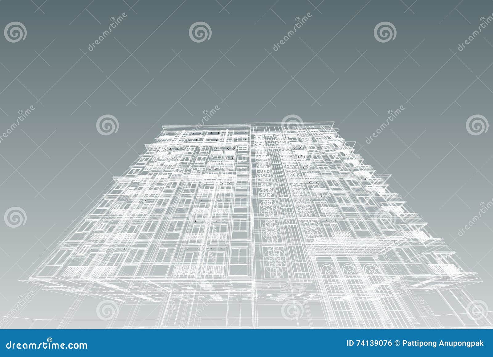 Architecture Drawing Condominium 3d Illustration Stock Illustration ...