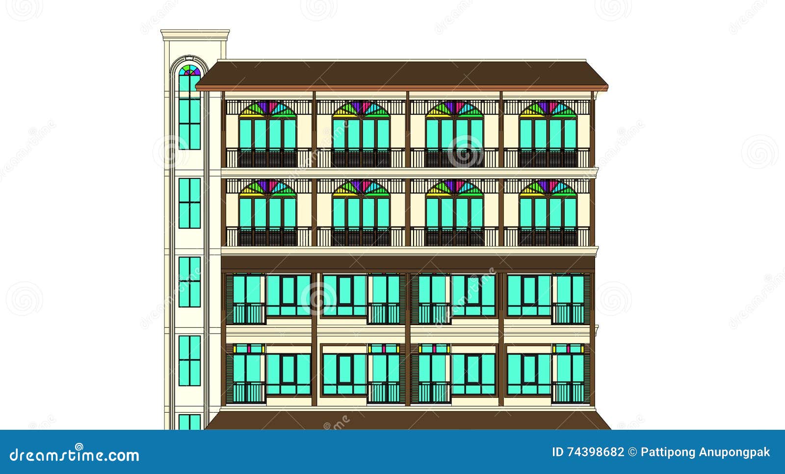 Architecture Drawing Elevation High-rise Building Entrance Royalty-Free ...