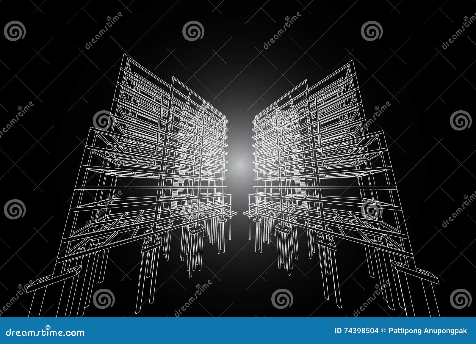Architecture Drawing High-rise Building Structure Stock Illustration ...
