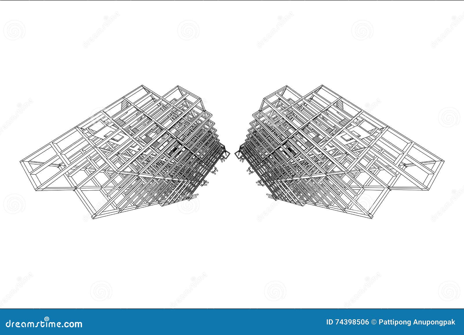 Architecture Drawing High-rise Building Structure Stock Illustration ...
