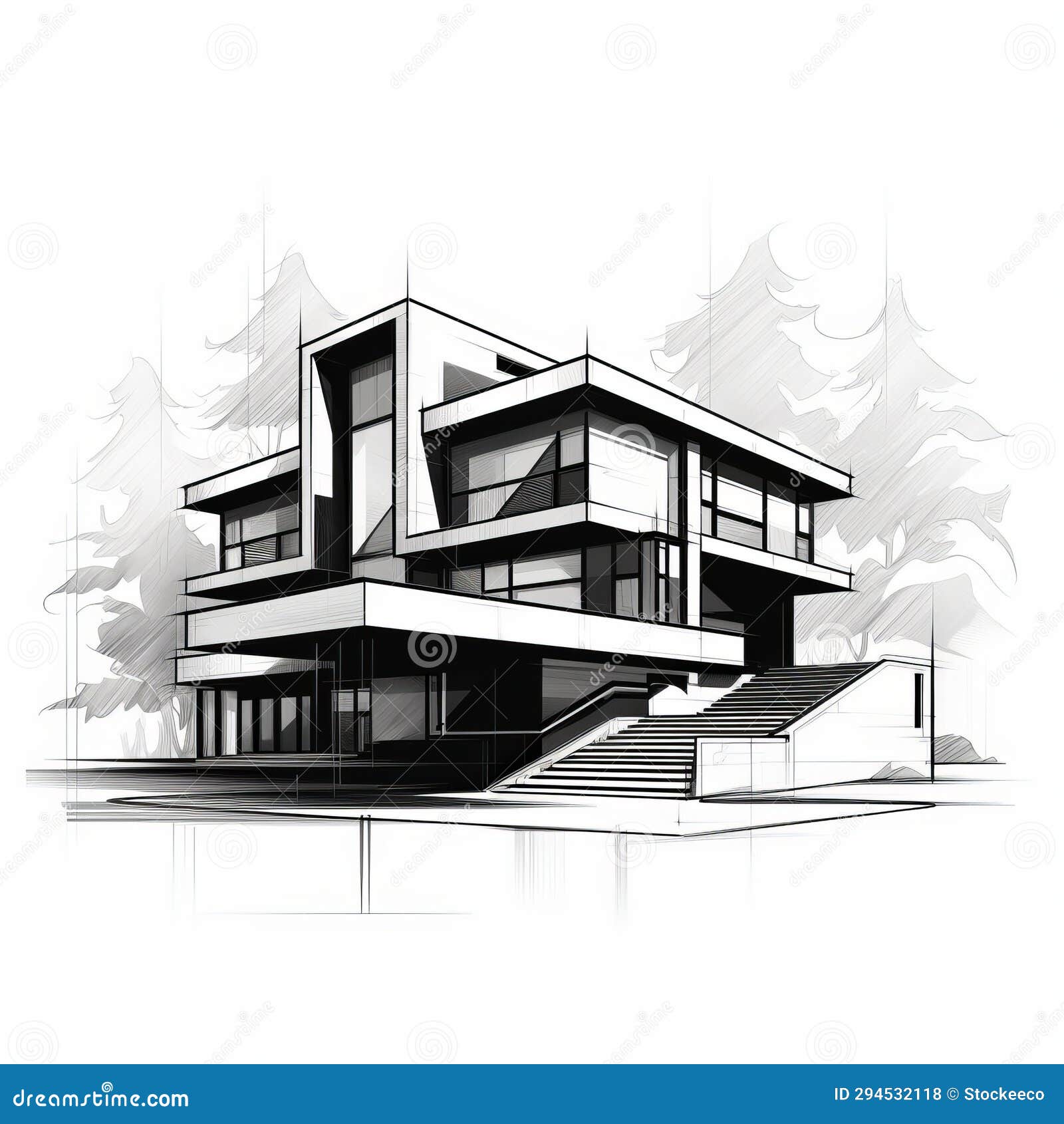 Modernism Vector: a Hauntingly Beautiful Architectural Illustration in ...