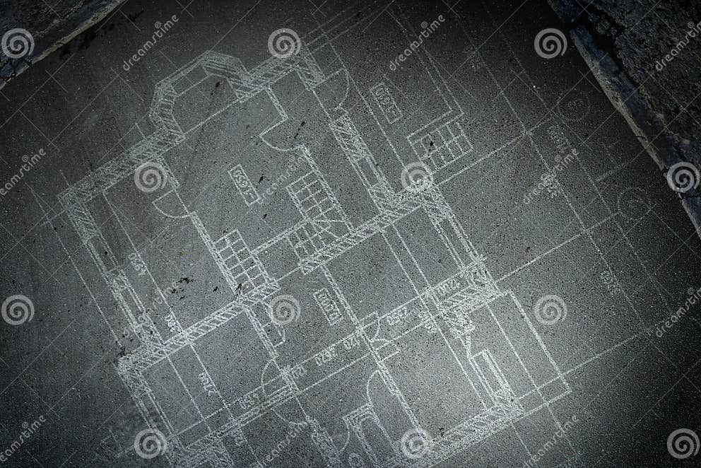 Construction Drawings on Floor Stock Image - Image of graphic, drawing ...