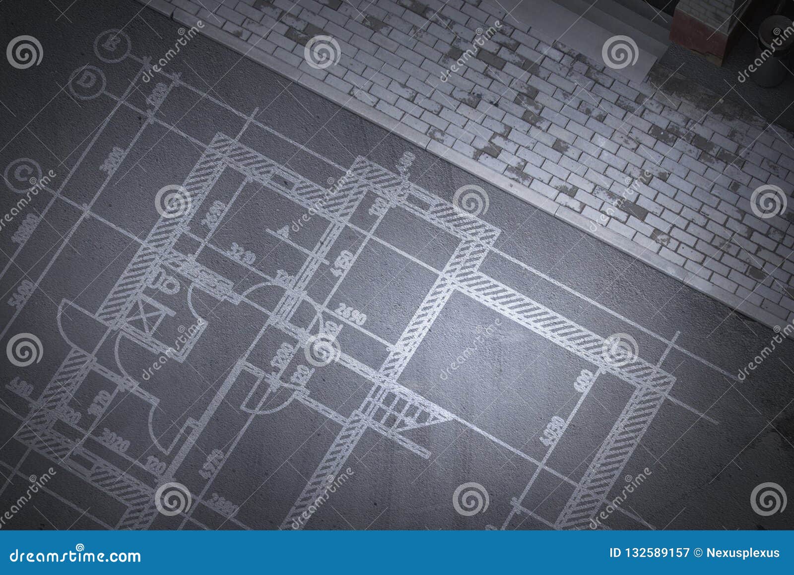 Construction Drawings on Floor Stock Image - Image of drawing, building ...