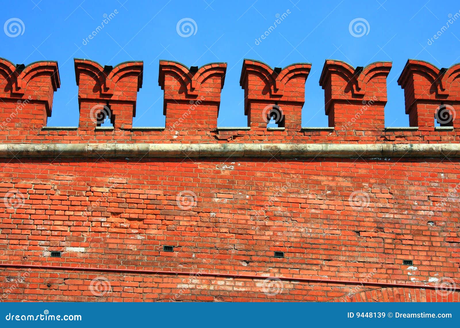 Architecture Elements Of Kremlin Wall In Moscow Stock Image - Image of ...
