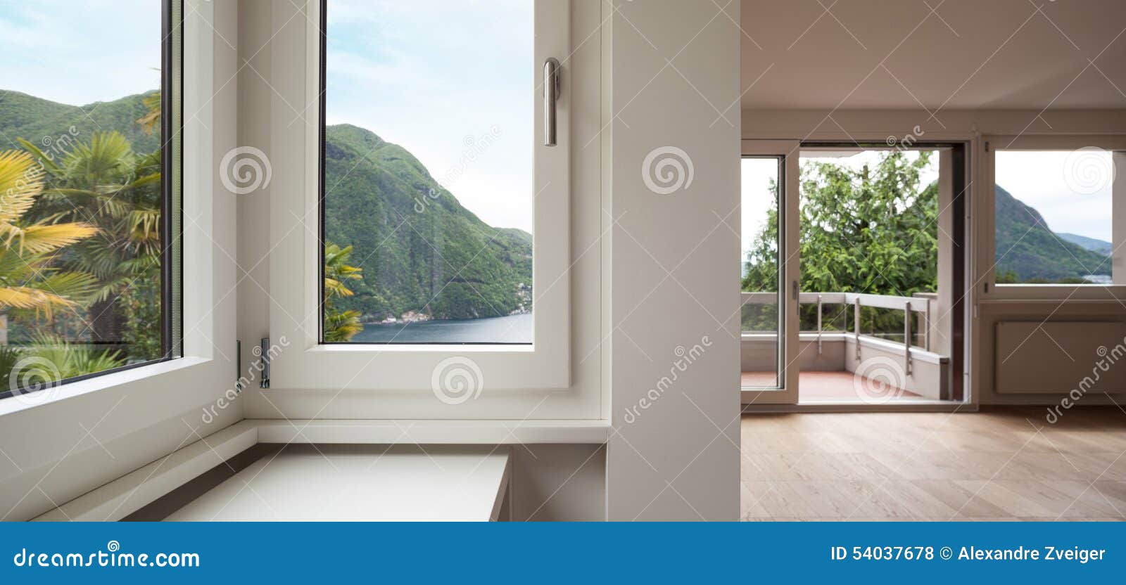 Architecture, Empty Living Room, Windows Stock Photo - Image of door ...