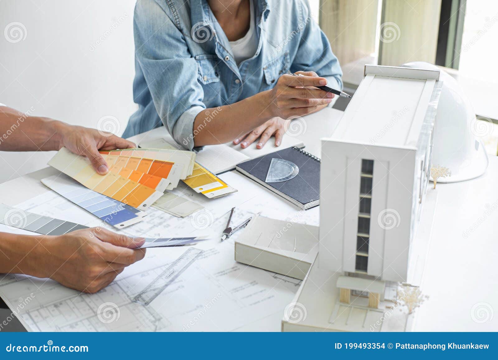 Architecture Engineer Teamwork Meeting, Drawing and Working for ...