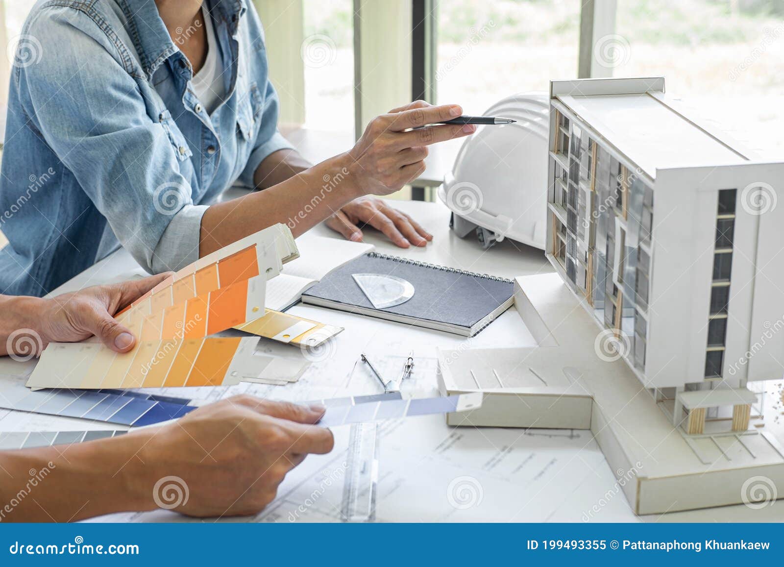 Architecture Engineer Teamwork Meeting, Drawing and Working for ...