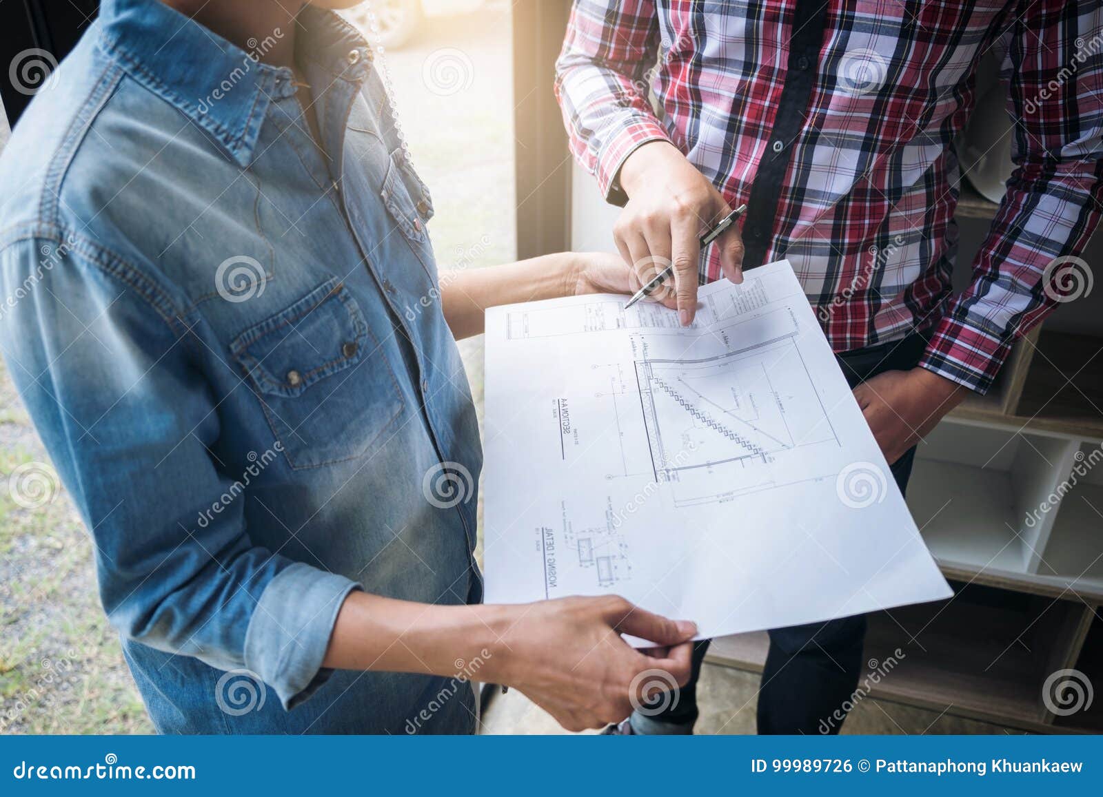 Architecture Engineer Teamwork Meeting, Drawing And Working For ...