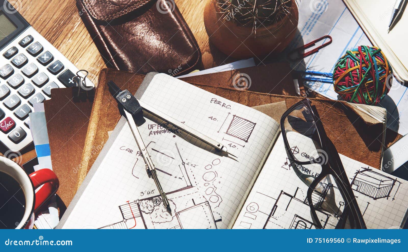 Architecture Engineering Design Sketch Table Concept Stock Photo ...