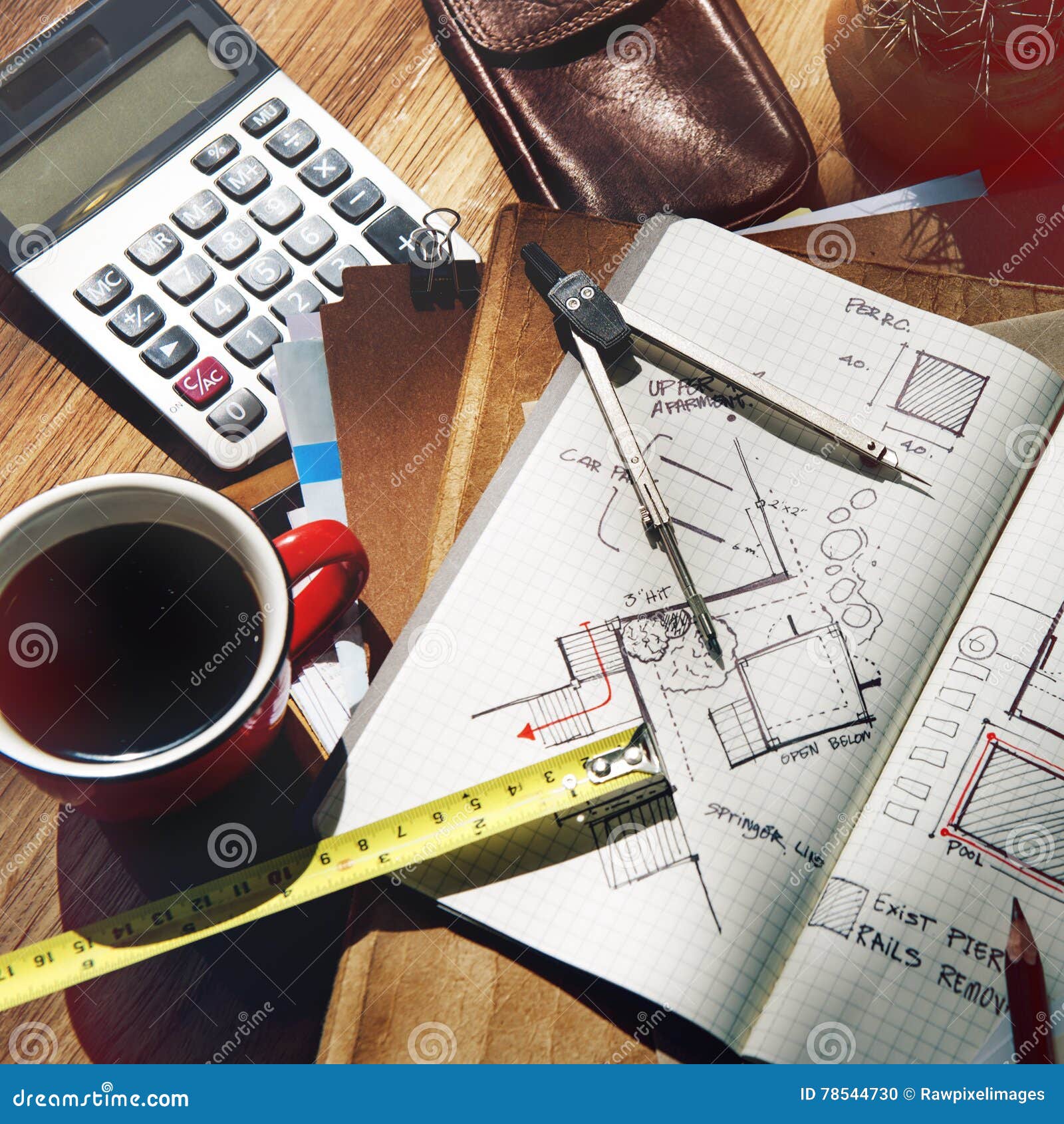 Architecture Engineering Design Sketch Table Concept Stock Photo ...