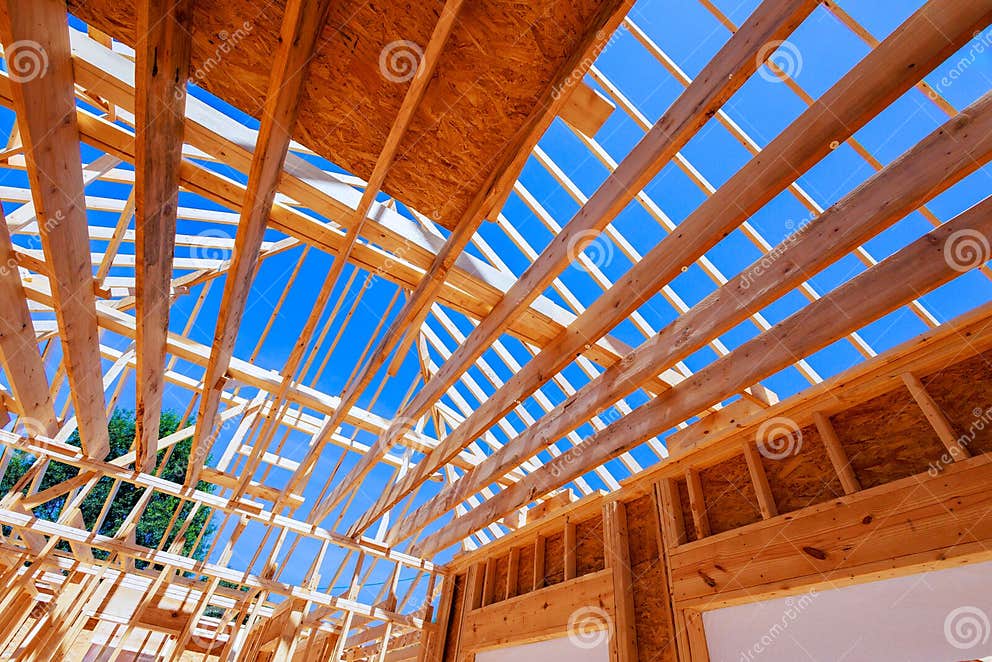 Architecture Engineering Details of a Building Frame Wooden Framework ...