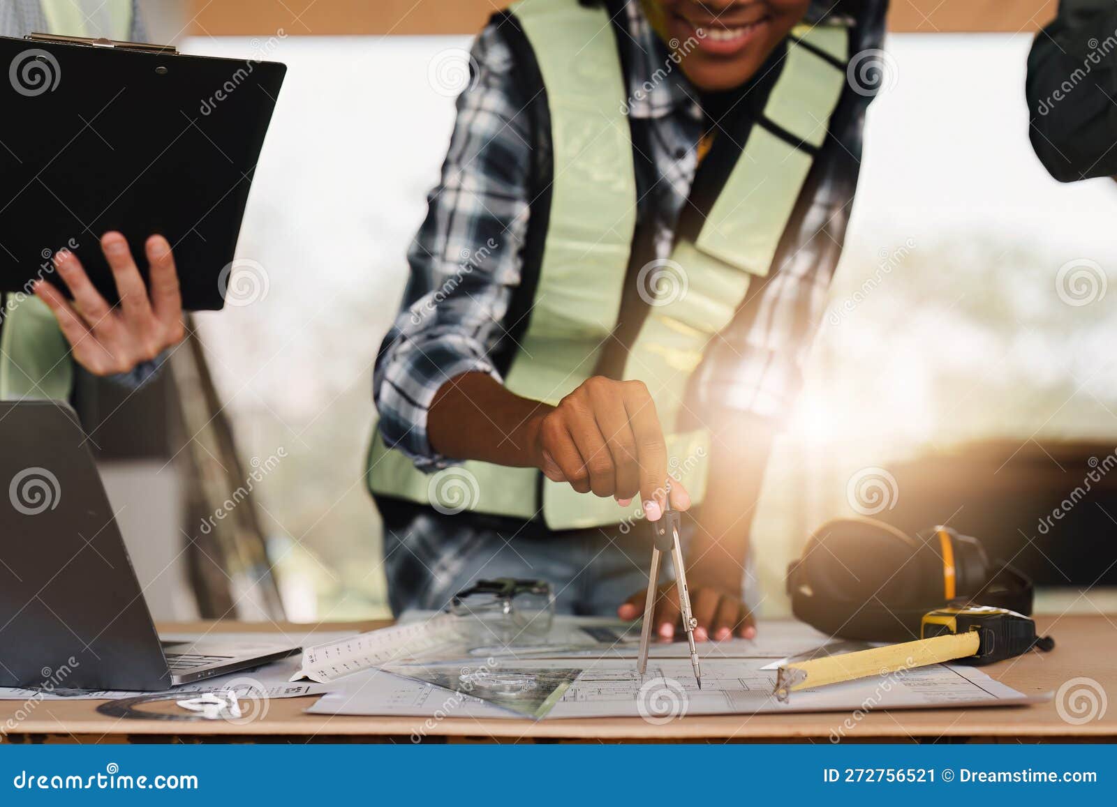 Architecture and Engineering Team Working Together at Construction Site ...