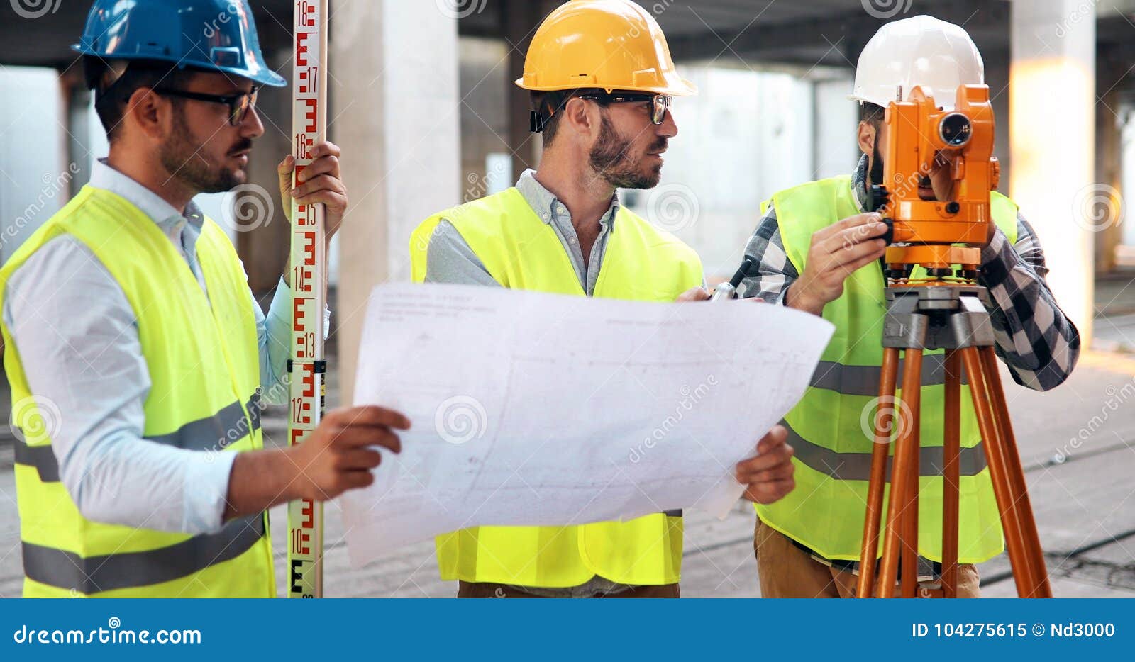Architecture Engineering Teamwork Meeting At Workplace Stock Image ...