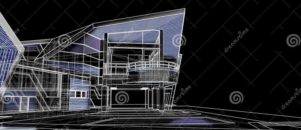 Architecture Exterior Facade Design Concept 3d Perspective White ...