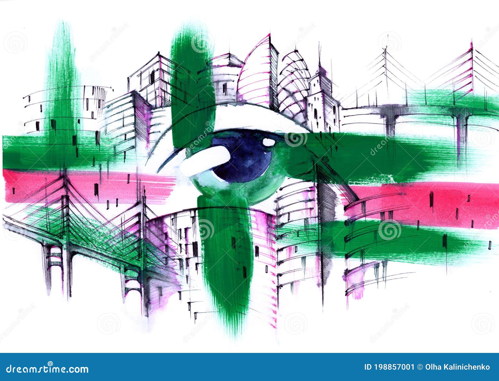 Architecture and eye stock illustration. Illustration of modern - 198857001