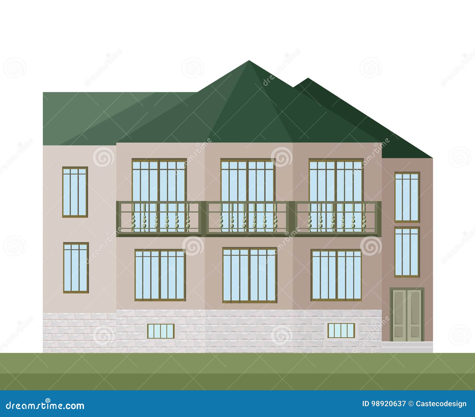 Architecture Facade Building Vector Illustrations Flat Style Stock ...