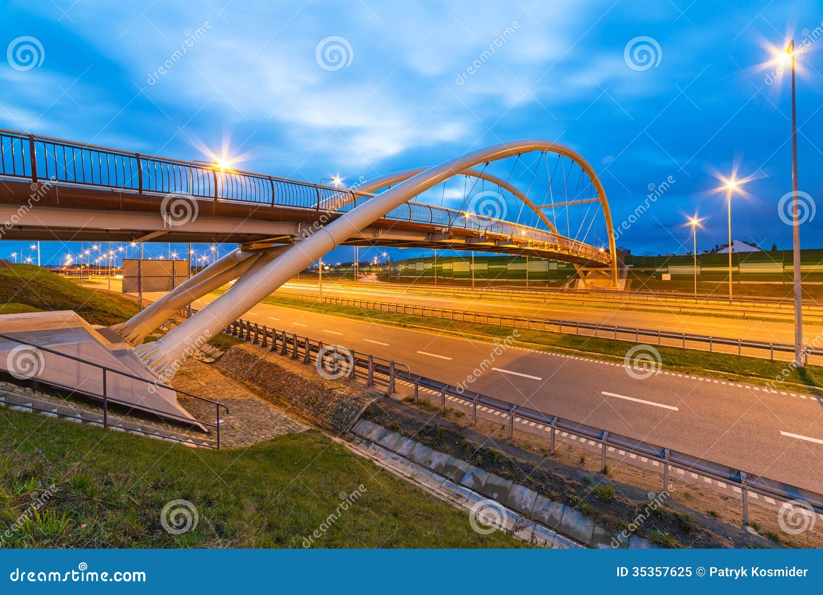 Architecture of Highway Viaduct at Night Stock Image - Image of evening ...