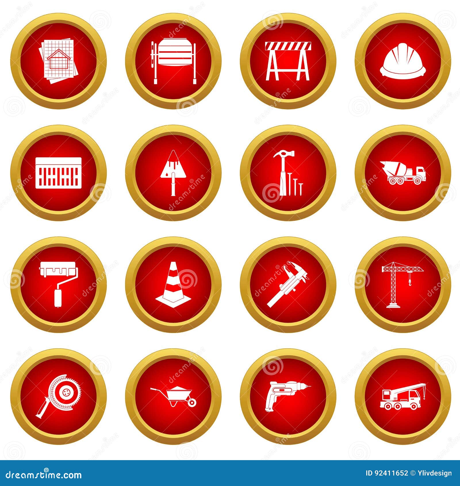 Architecture Icon Red Circle Set Stock Vector - Illustration of symbol ...