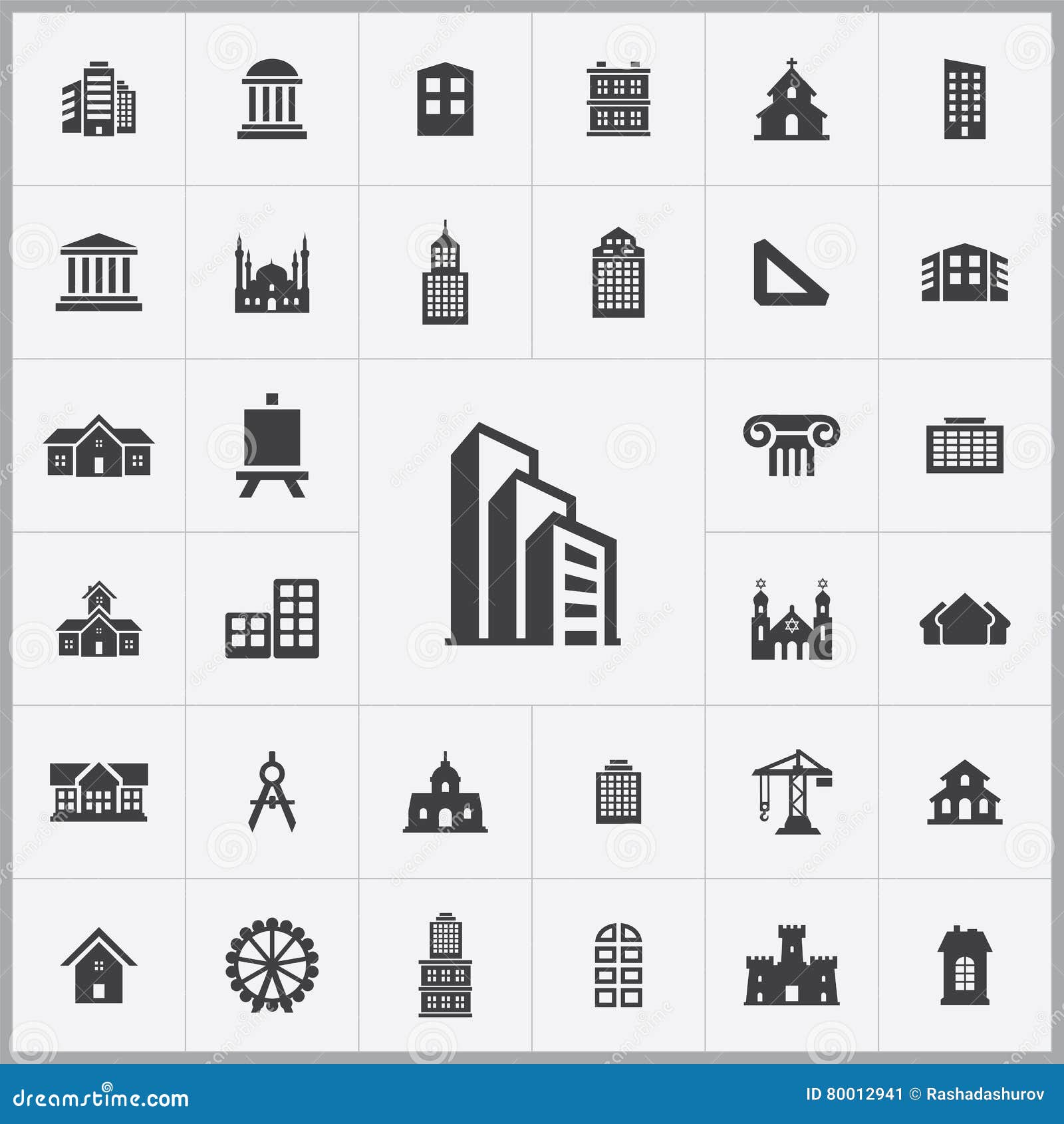 Architecture Icons Universal Set Stock Vector - Illustration of castle ...