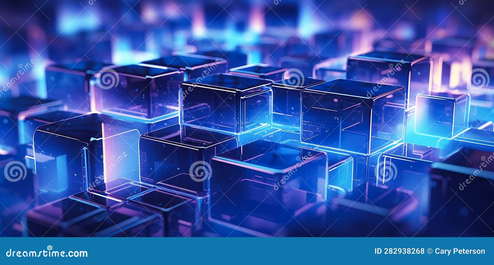 The Architecture of Interconnected Blue Cubes Stock Illustration ...