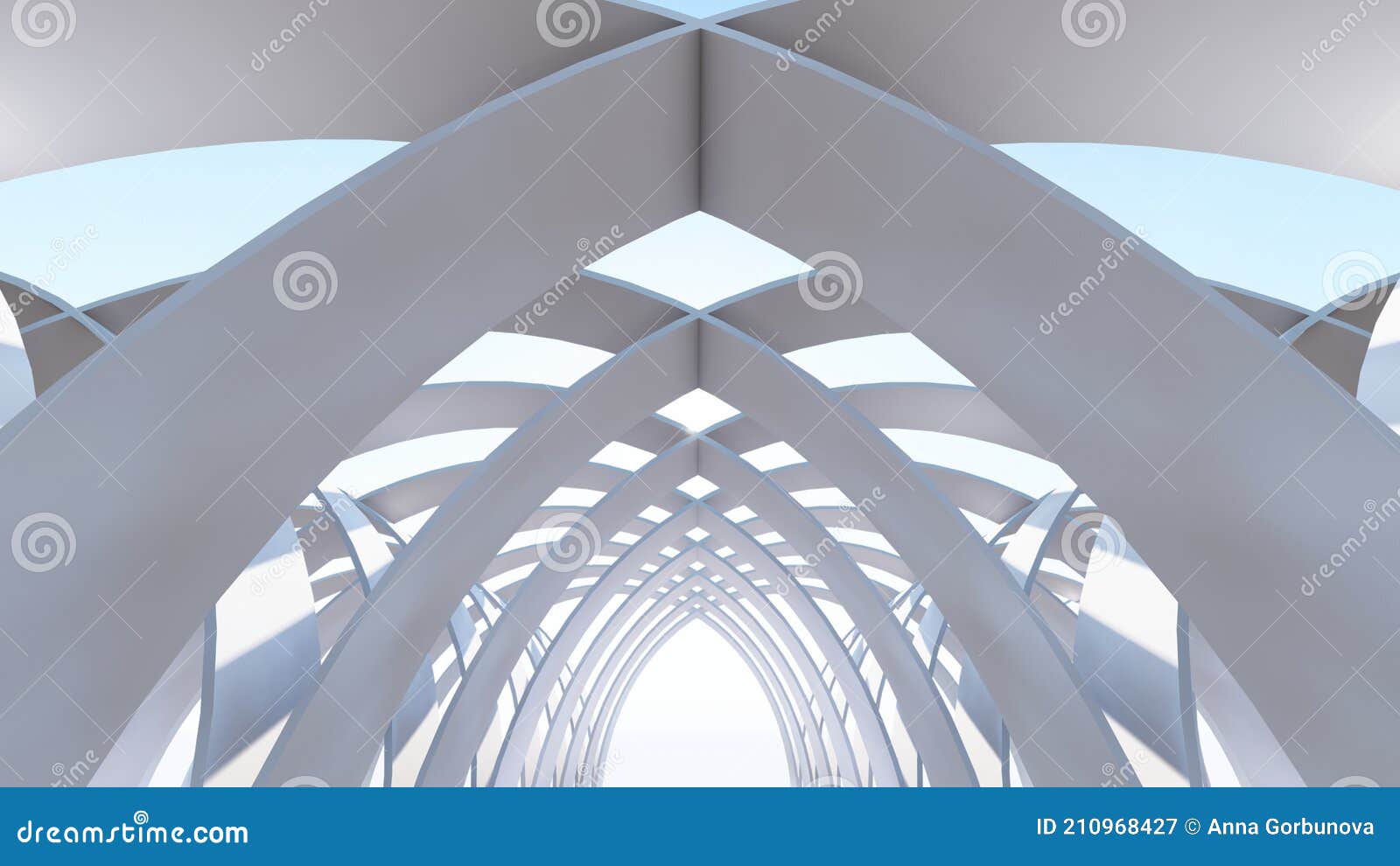 Futuristic Architecture Background Design Columns in Interior 3d Render ...