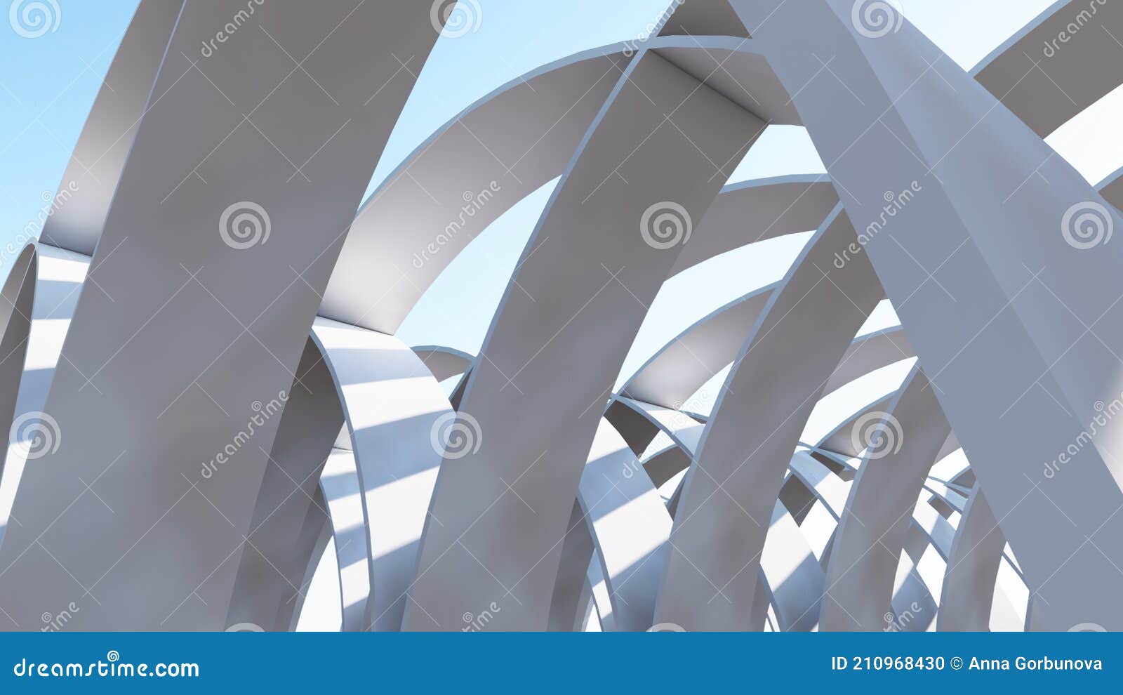 Futuristic Architecture Background Design Columns in Interior 3d Render ...