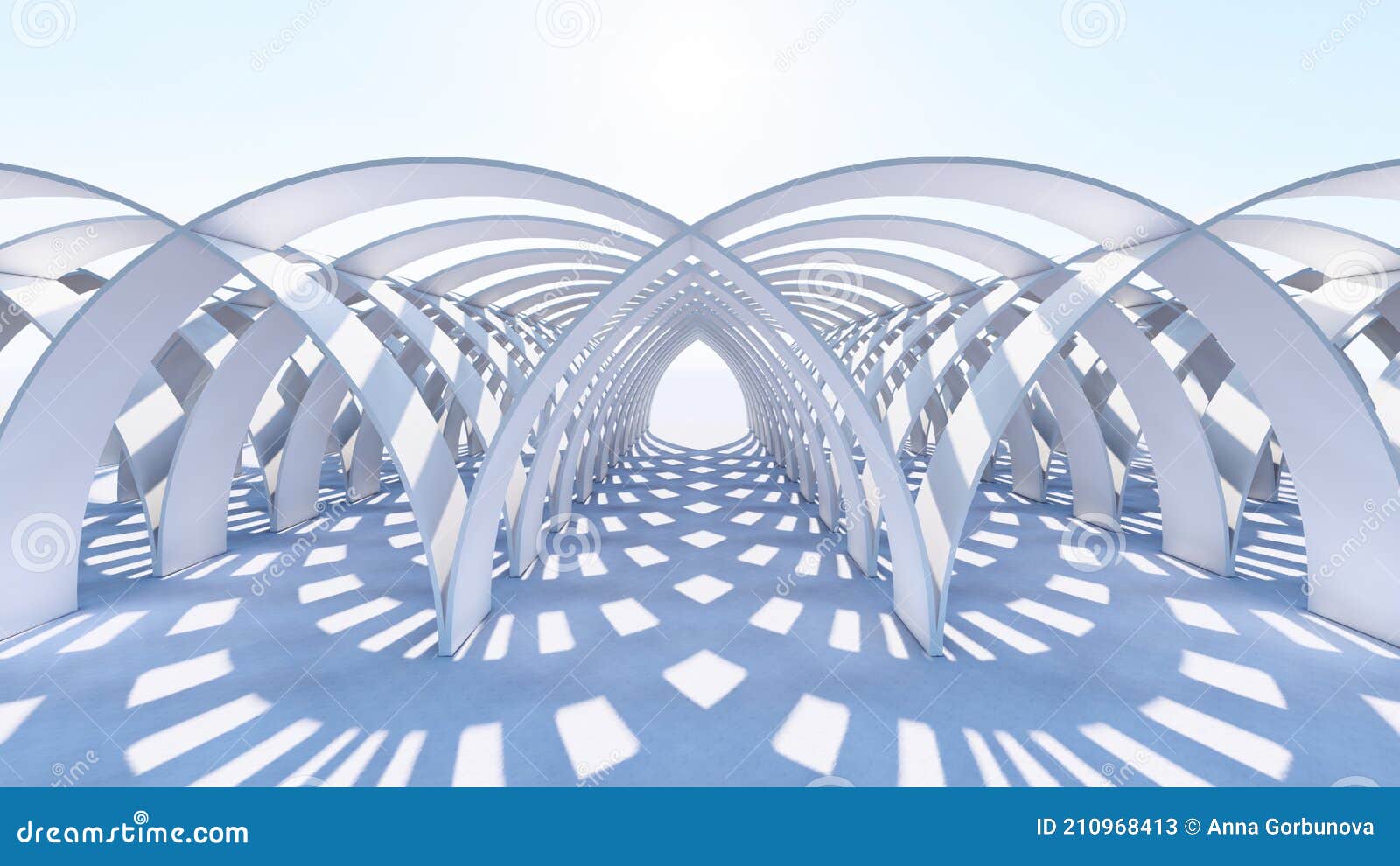 Futuristic Architecture Background Design Columns in Interior 3d Render ...