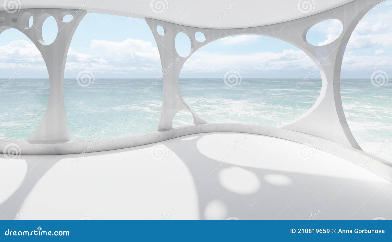 Architecture Interior Background Room with Sea View 3d Render Stock ...