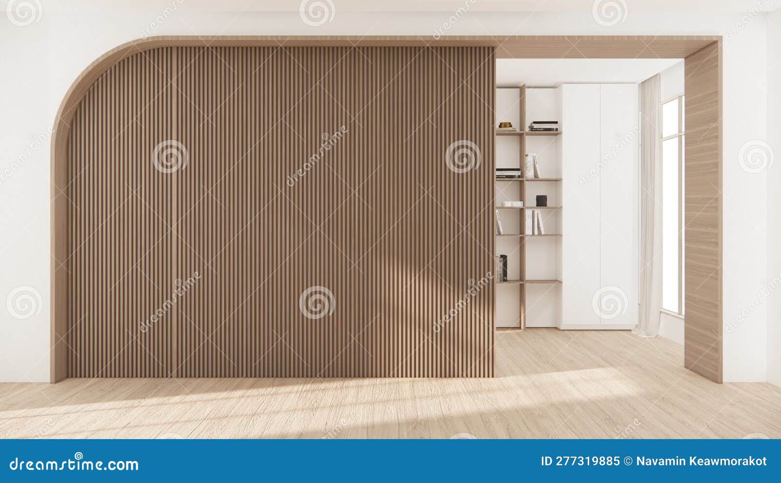 Architecture and Interior Concept Empty Room and Wood Panels Wall ...
