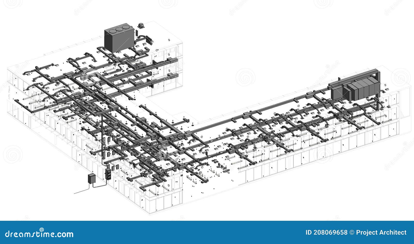 Architecture Isometric 3D BIM Ductwork Illustration Иллюстрация штока ...