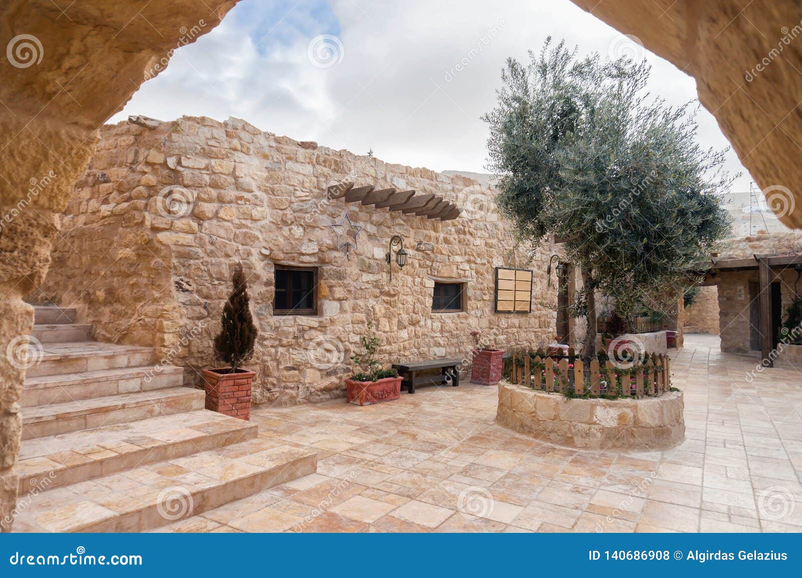 Architecture of Jordan stock photo. Image of tree, rock - 140686908