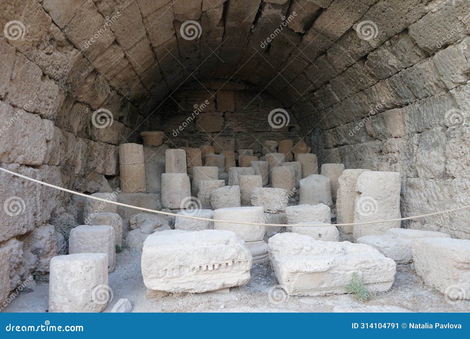 Ancient Storage Room with Artifacts on the Acropolis of Lindos. Rhodes ...