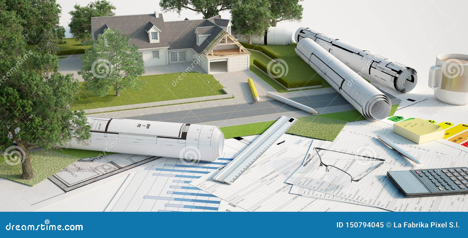 Architecture and Landscape Model Project Stock Illustration ...